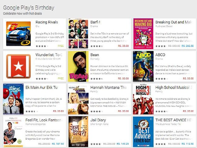 Google Play offering free content on third anniversary - India Today